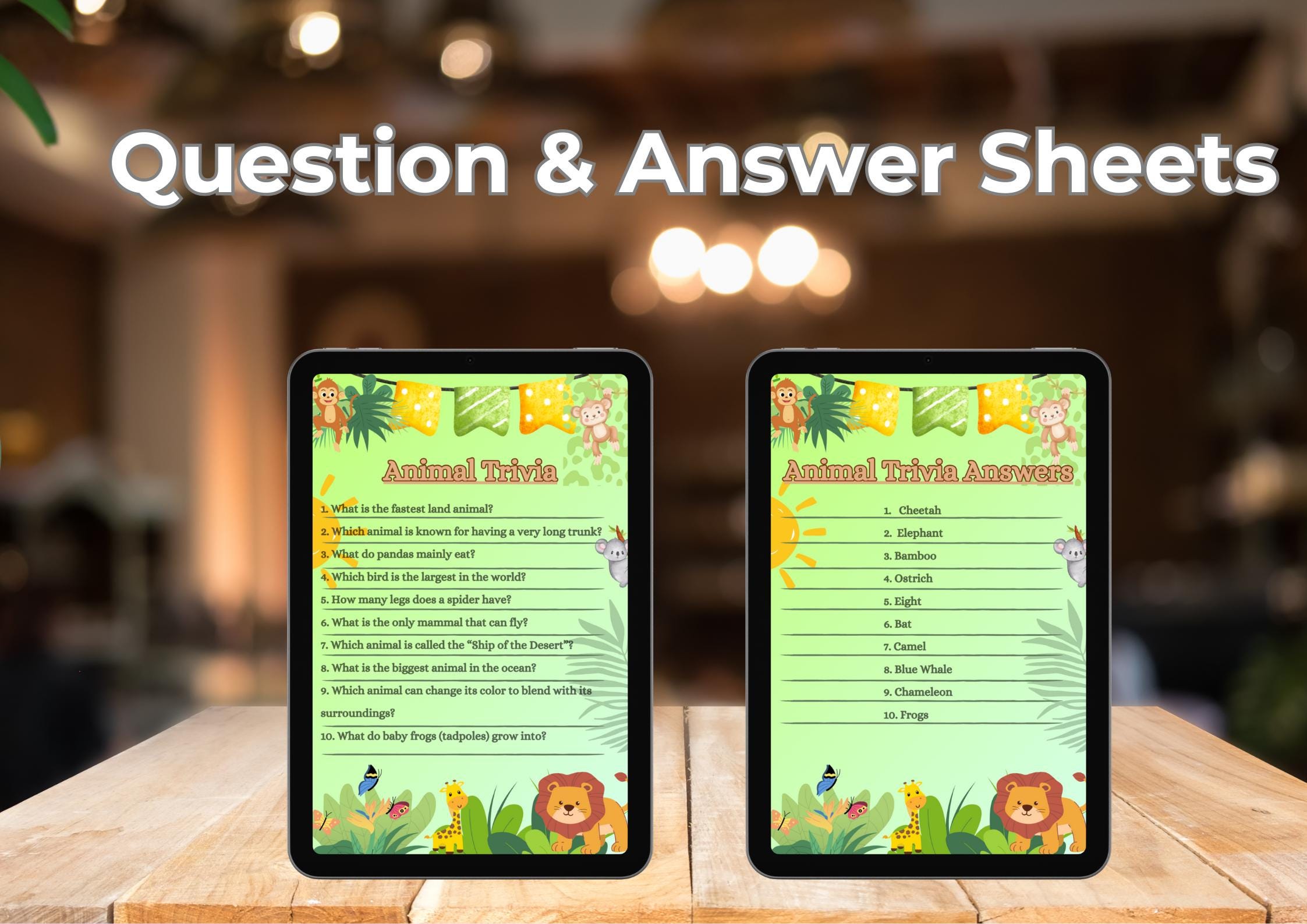 Kids Trivia Cards 50 Printable Questions & Answers, Fun Family Game ...