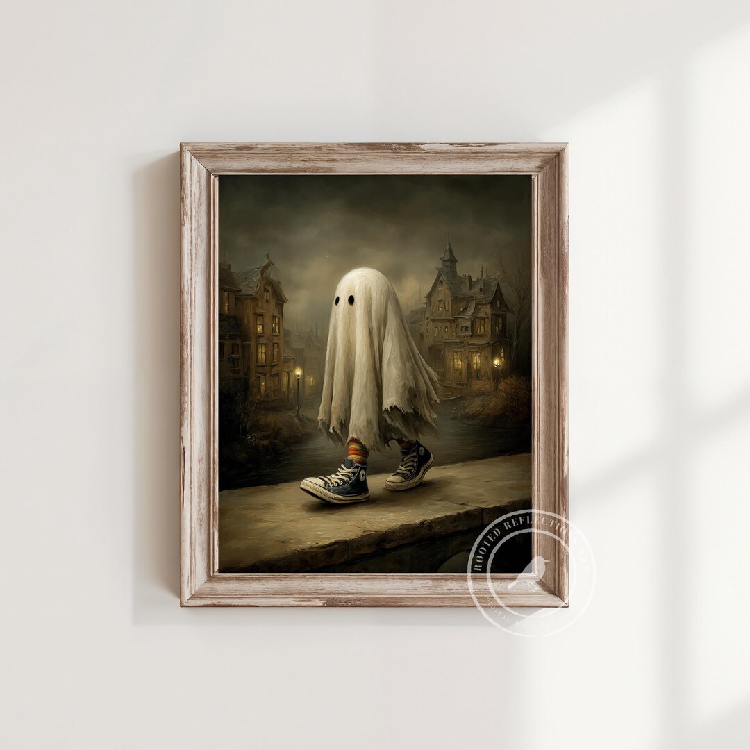 Vintage Halloween Ghost Print: Spooky Cottagecore Wall Art (digital ...