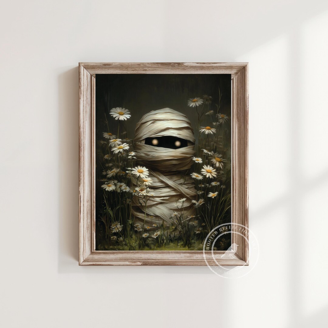 Whimsical Halloween Mummy Print: Spooky Cottagecore Fall Decor (digital ...