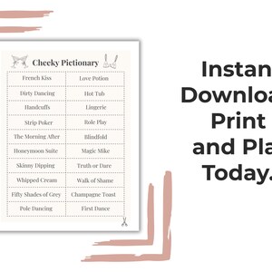 Cheeky Pictionary Bachelorette Party Game: Boho Bridal Shower (PDF ...