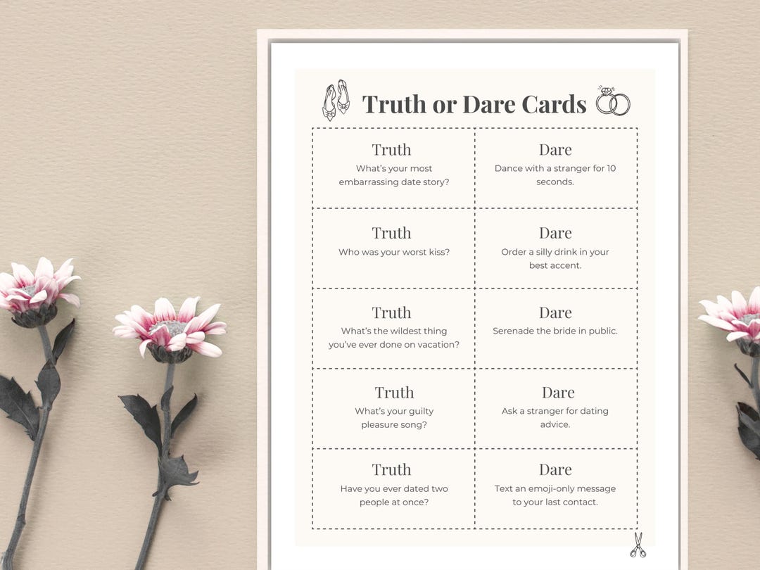 Bachelorette Party Truth or Dare Game: Boho Girls' Night (PDF & PNG ...