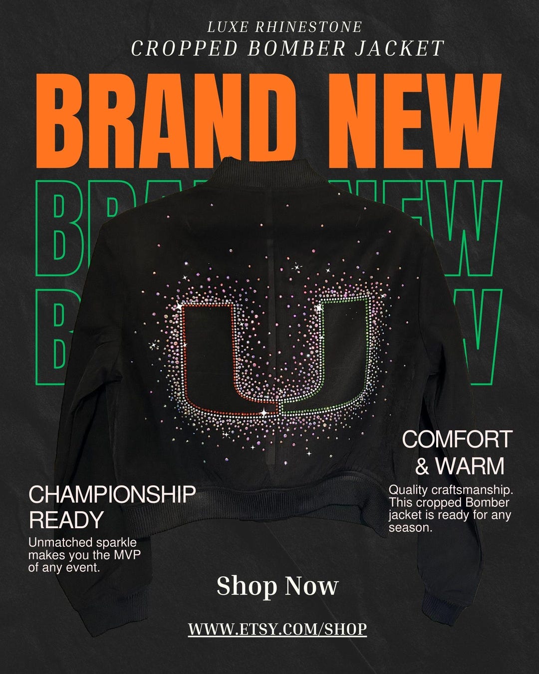 University of Miami Hurricanes Football Cropped Bomber Jacket Women ...