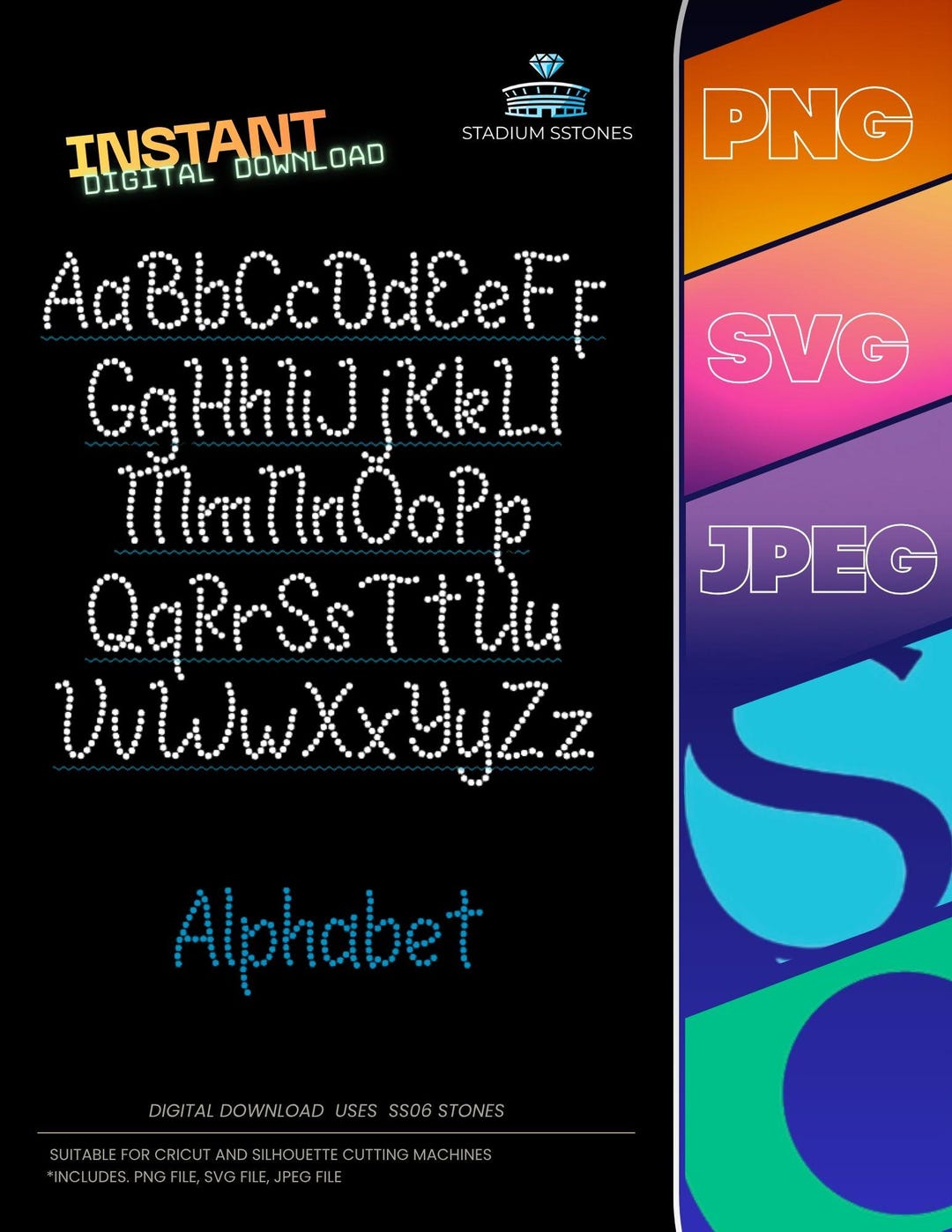 Rhinestone Alphabet SVG | DIY Bling Font Template (digital Download) - Etsy