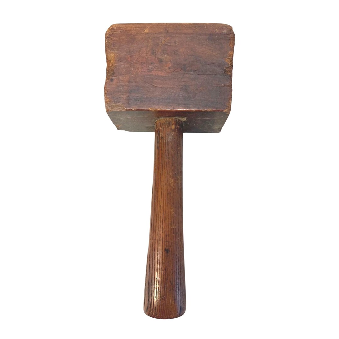 Antique Wooden Square Mallet With Handle – Possibly Amish – Vintage ...