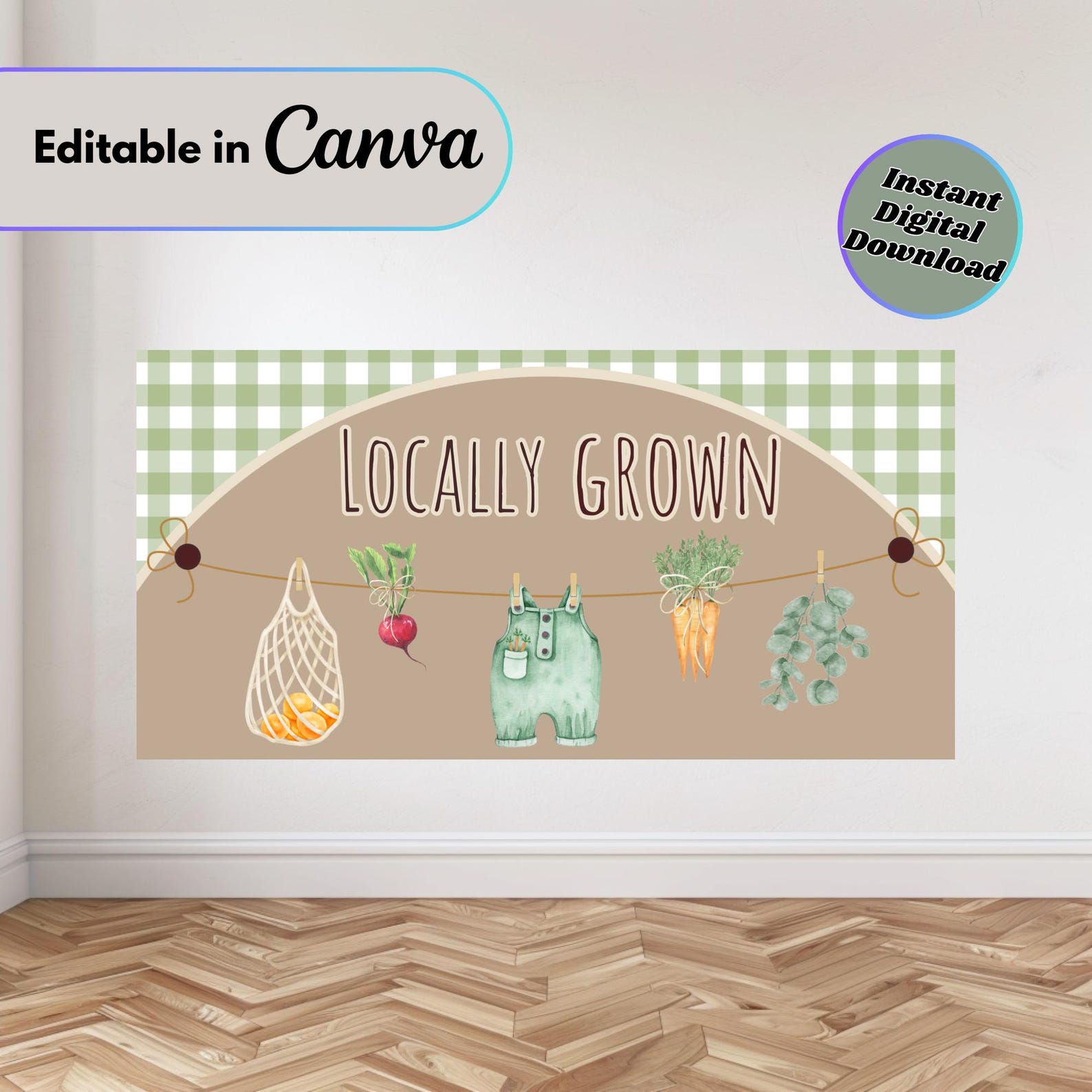 Locally Grown Baby Shower Banner Template: DIY Hand Painted Design ...
