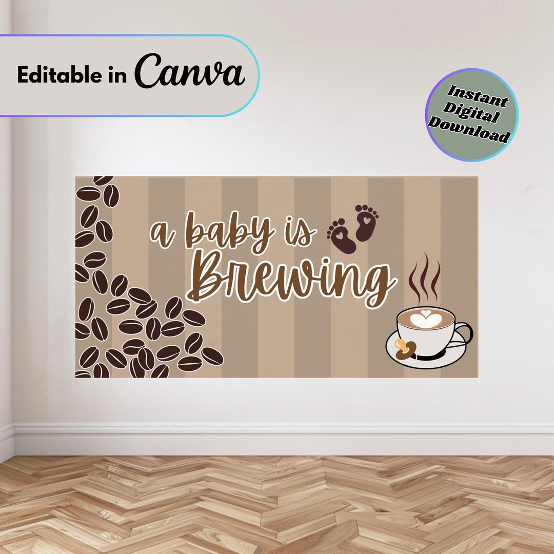 Coffee Themed Baby Shower Banner: Editable Template (digital Download ...