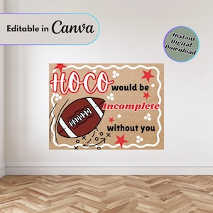 Editable Football Proposal Banner Template: DIY Homecoming Decor ...