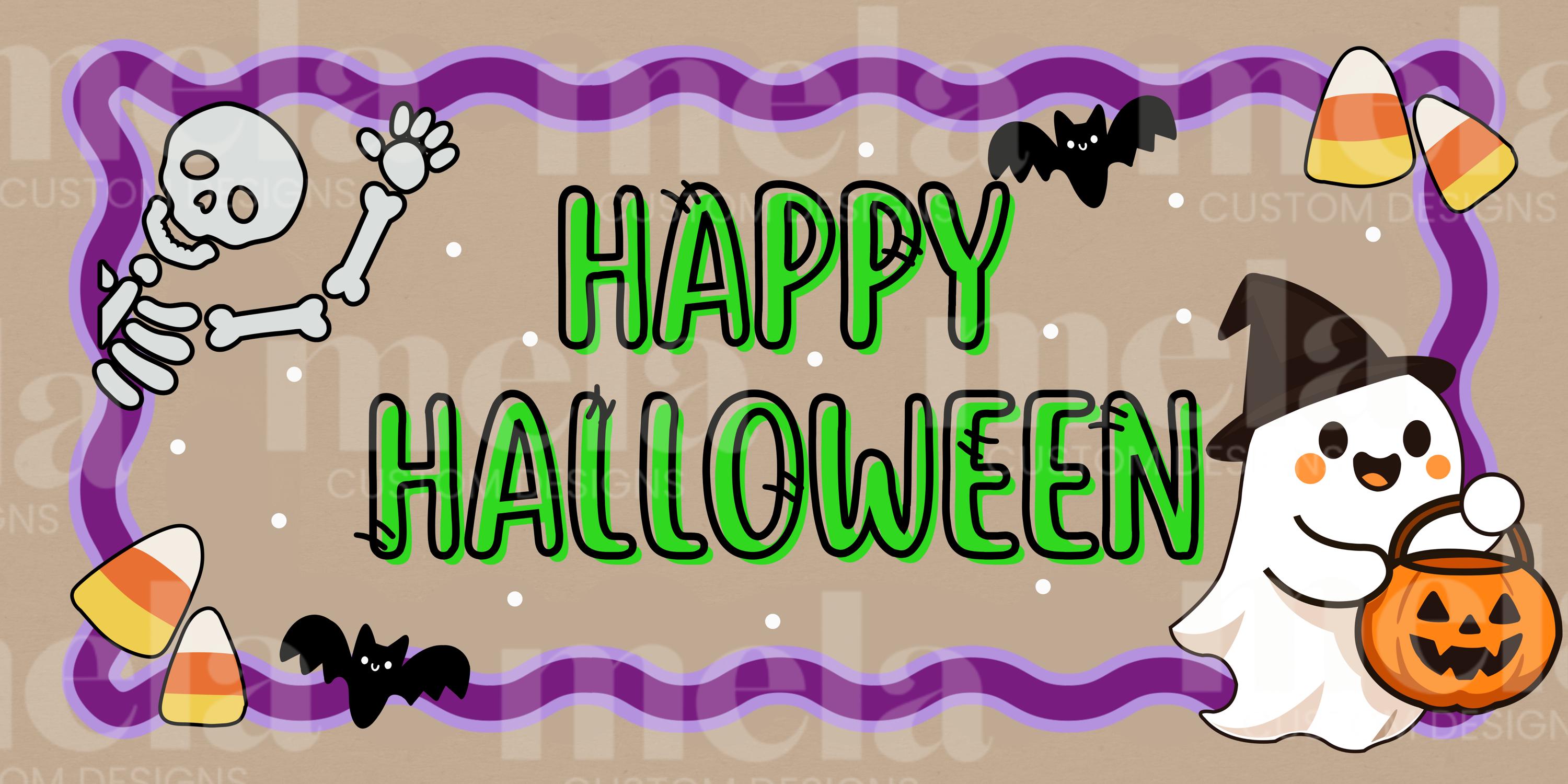 Editable Happy Halloween Banner Template: Canva Design (digital ...