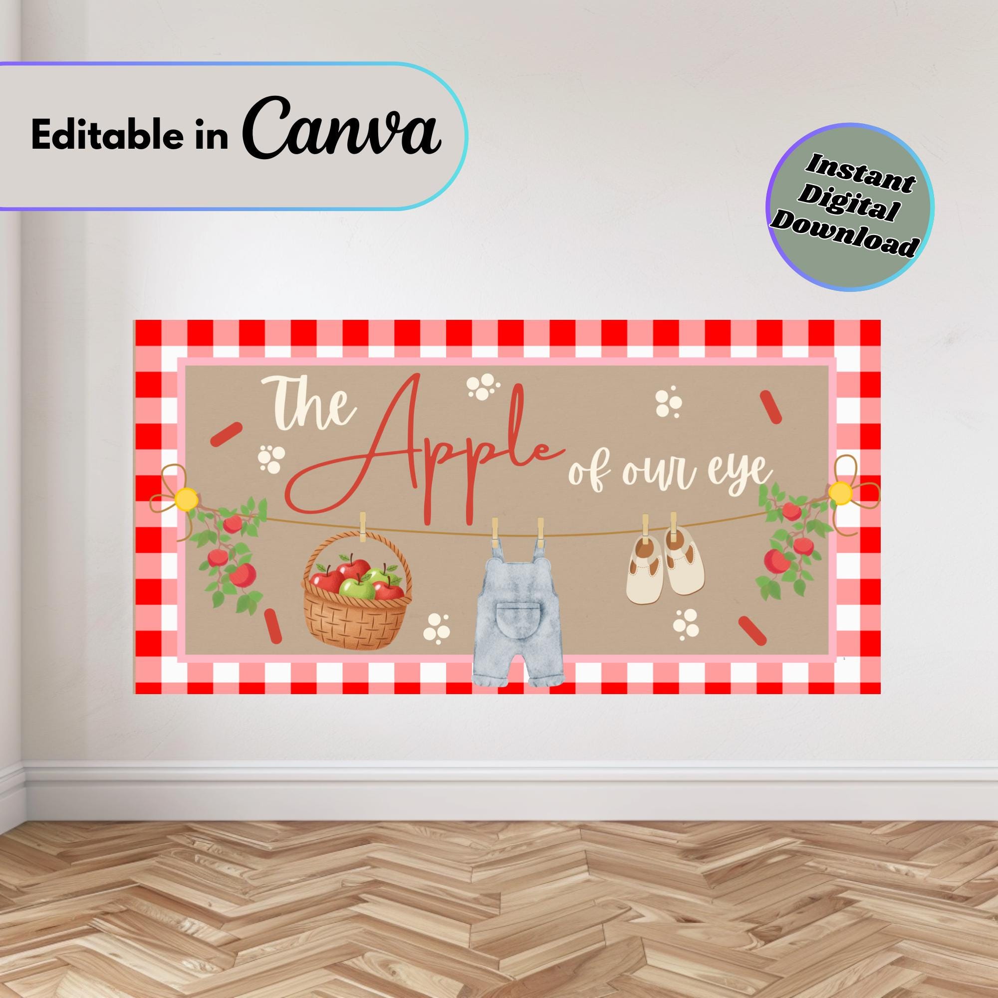 Apple Baby Shower Banner Template: Editable Fall Theme (digital ...