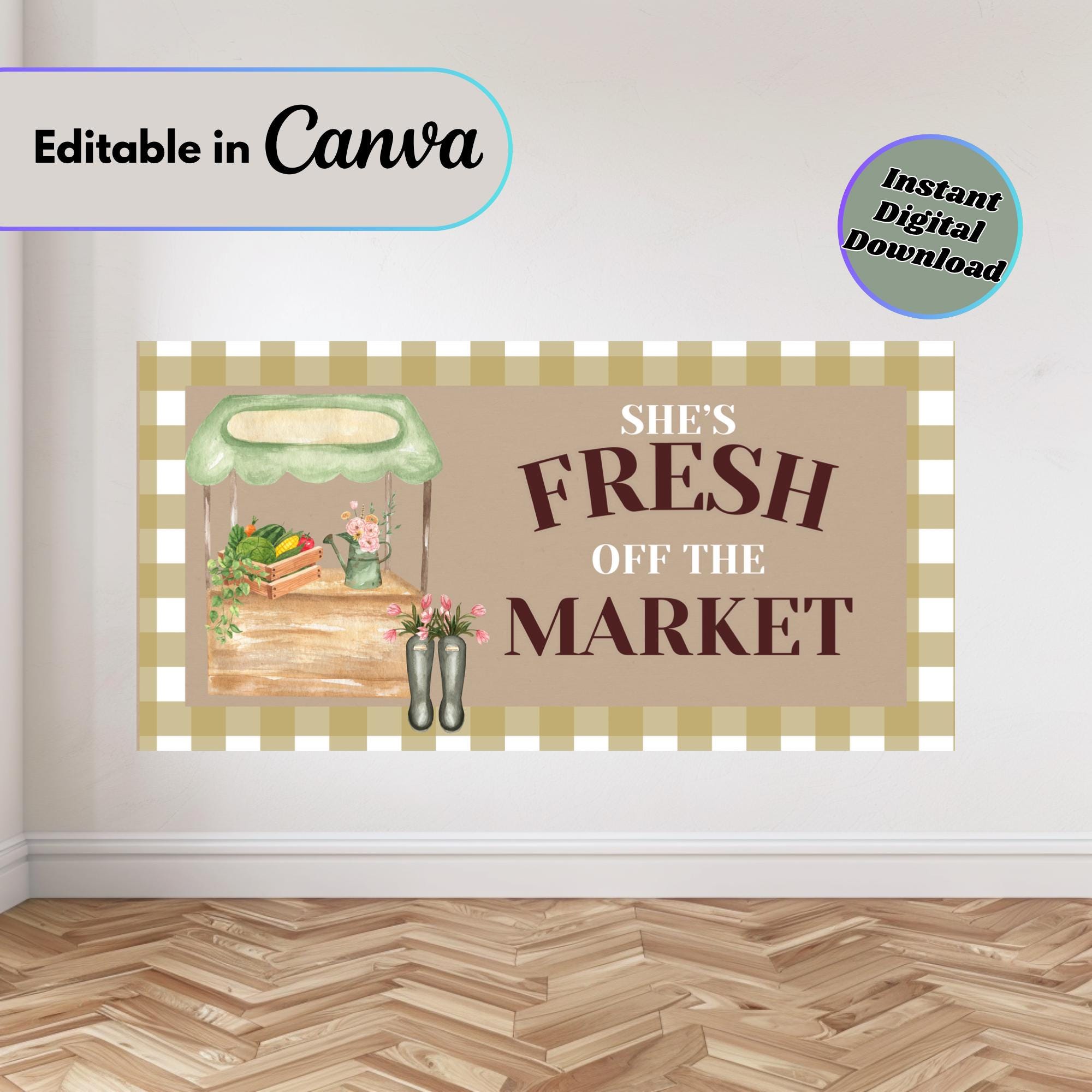 Editable Engagement Party Banner: She's off the Market Theme (digital ...