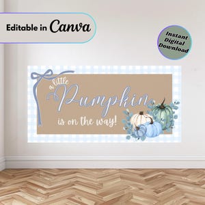 Pumpkin Baby Shower Banner Template: Hand Painted Design (digital ...
