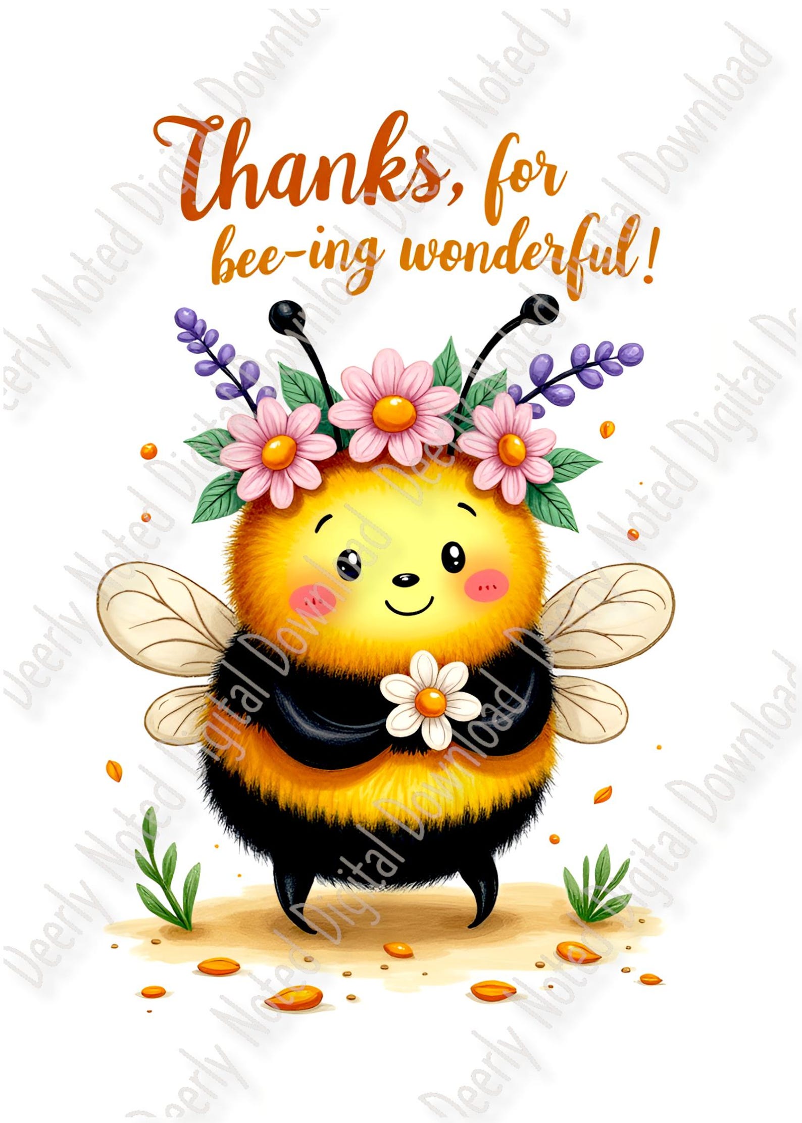 Pun Bee Thank You Card: Appreciation Gift (PNG Digital Download - Etsy