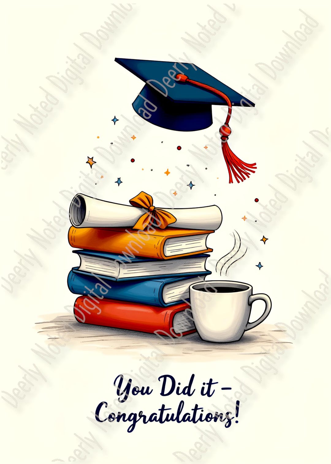 Printable Graduation Card: "you Did It" Congrats, A2 & A7 PNG Included ...