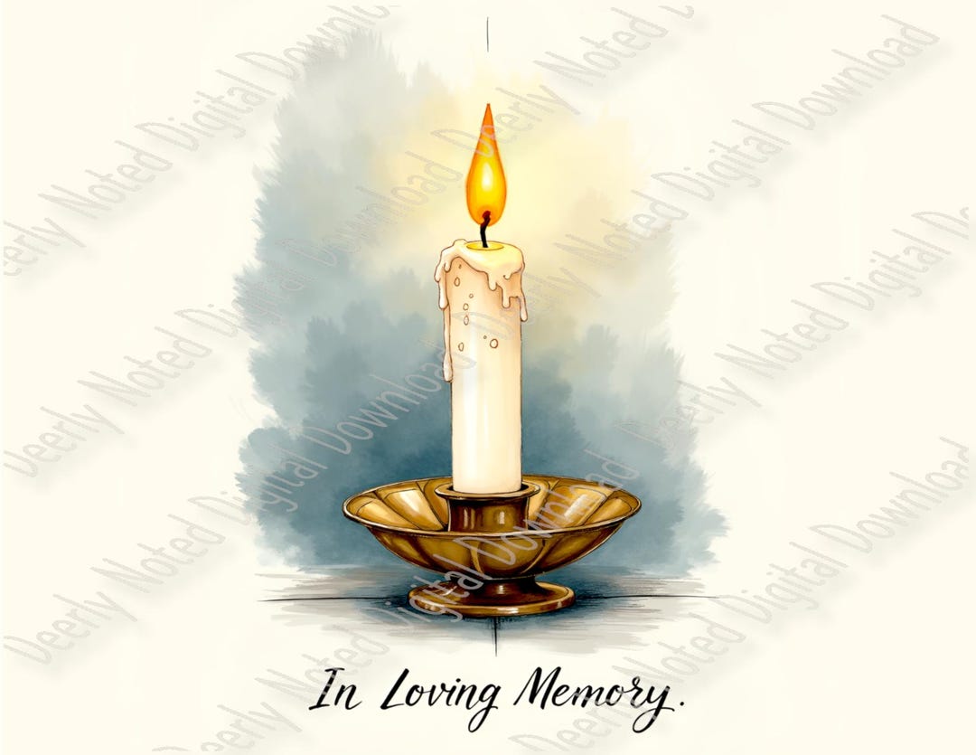 Printable in Loving Memory Card: Memorial Candle Design, A2 & A7 PNG ...