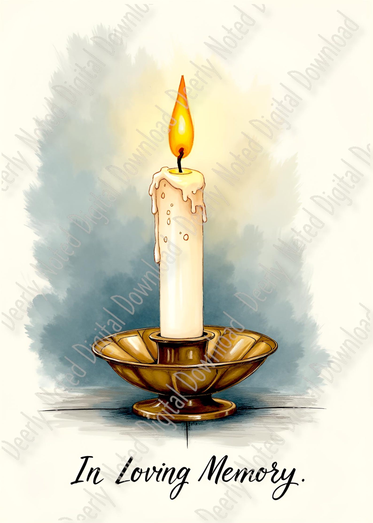 Printable in Loving Memory Card: Memorial Candle Design, A2 & A7 PNG ...