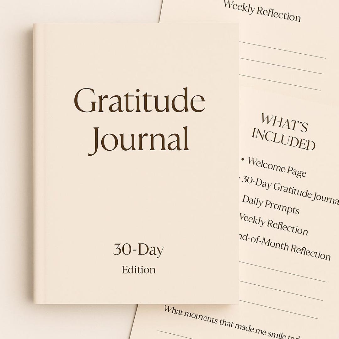 30 Day Gratitude Journal Printable PDF Daily Prompts Affirmations ...
