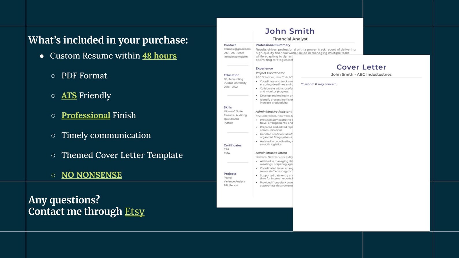 Custom Resume Writing & Design Bundle: Basic Template, Cover Letter, 48 ...