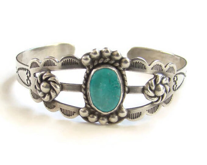 Vintage Fred Harvey Era 1940 Navajo Turquoise Cuff Bracelet Silver ...