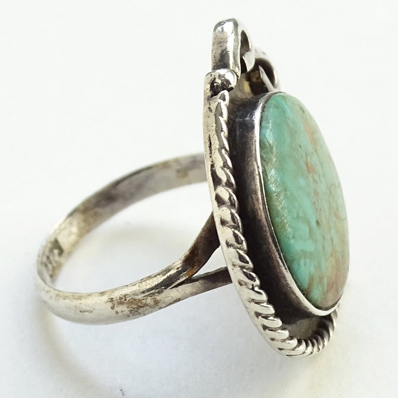 Vintage Navajo Turquoise Ring, Sterling Silver, Handmade Size 7 - Etsy