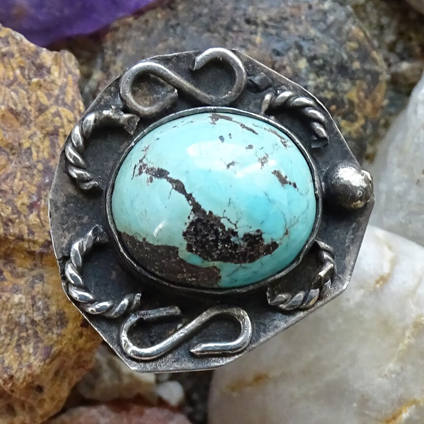 Vintage Sterling Silver Navajo Turquoise Ring Size