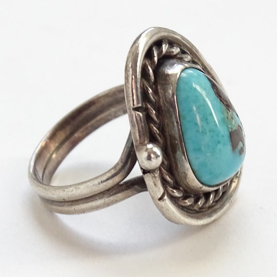 Vintage Navajo Native American Turquoise Ring Size 6 … - Gem