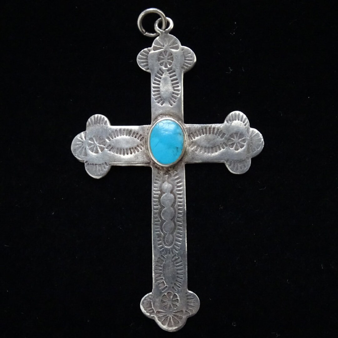 Vintage Navajo Stamp Decorated Sheet Sterling Turquoise - Etsy