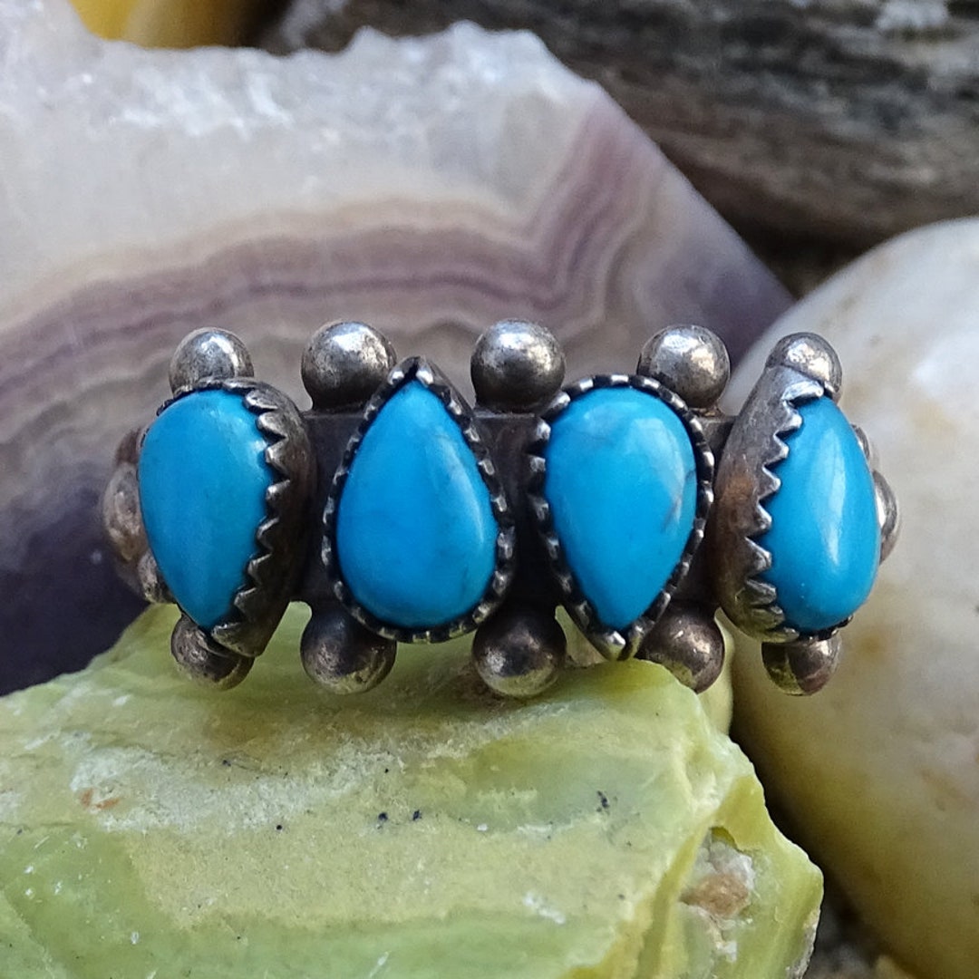 Vintage Wheeler Mfg Co Turquoise Row Ring Size 10 Sterling Silver ...