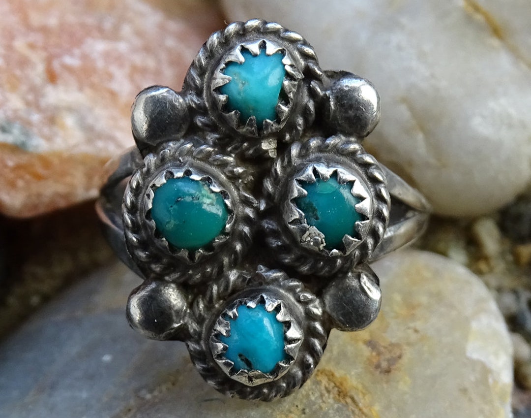 Vintage, Navajo, Native American, Green Blue Turquoise, Snake Eye Ring ...