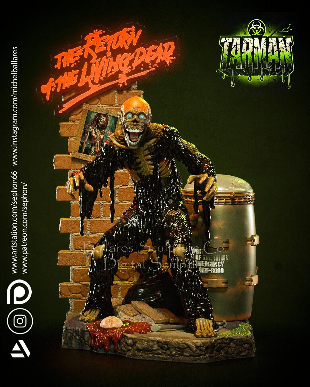 Tarman Return of the Living Dead 3D Printed Figure, Unpainted Zombie ...