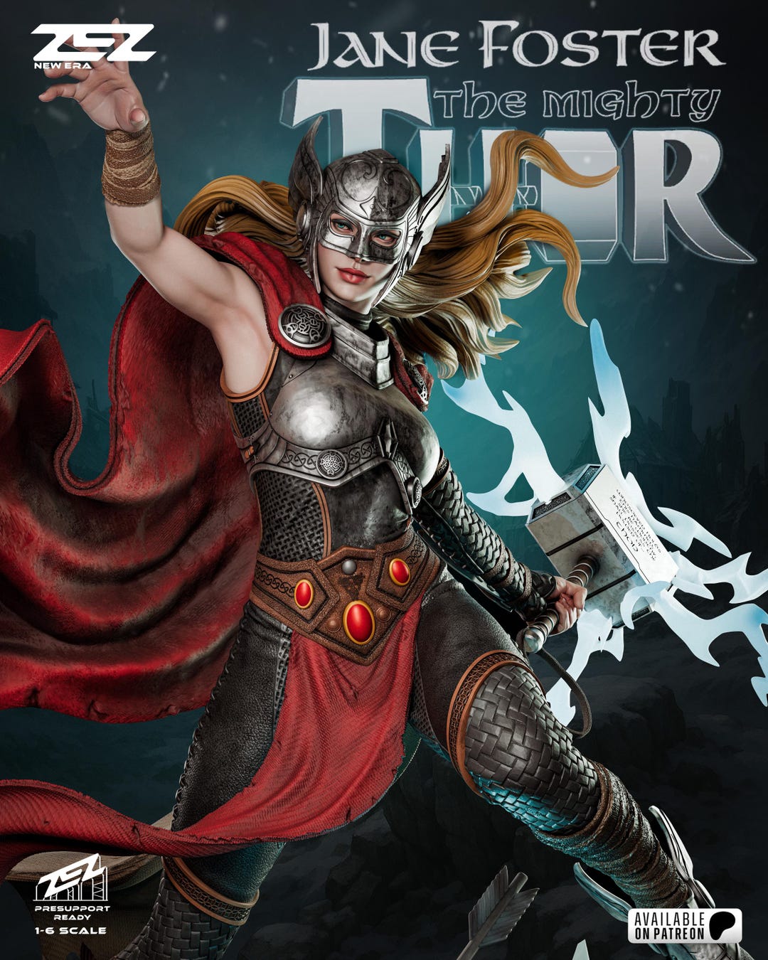 Lady Thor 3D Printed Figure, Unpainted Mighty Thor Model Kit - Etsy