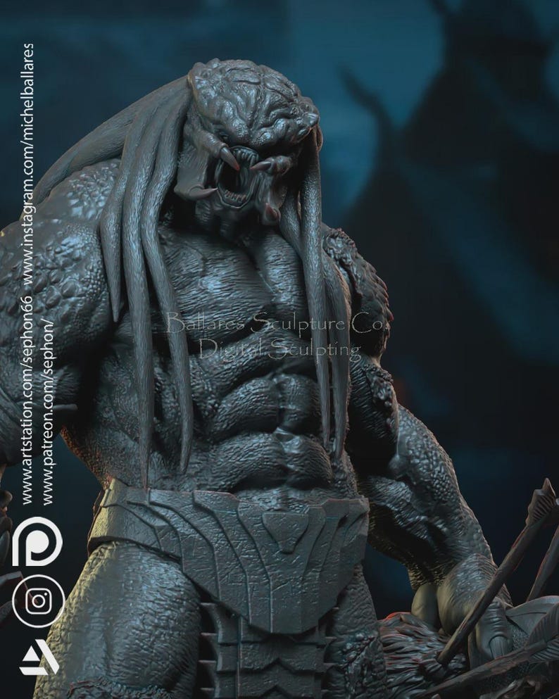Viking Predator 3D Printed Figure, Unpainted Yautja Alien Hunter Model ...