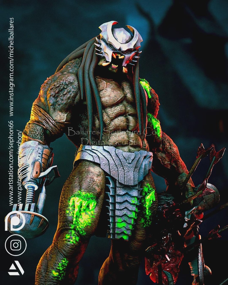Viking Predator 3D Printed Figure, Unpainted Yautja Alien Hunter Model ...