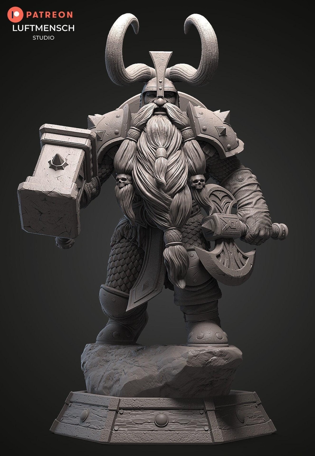 Muradin Bronzebeard Wow 3D Printed Figure, Unpainted Dwarf Mountain ...