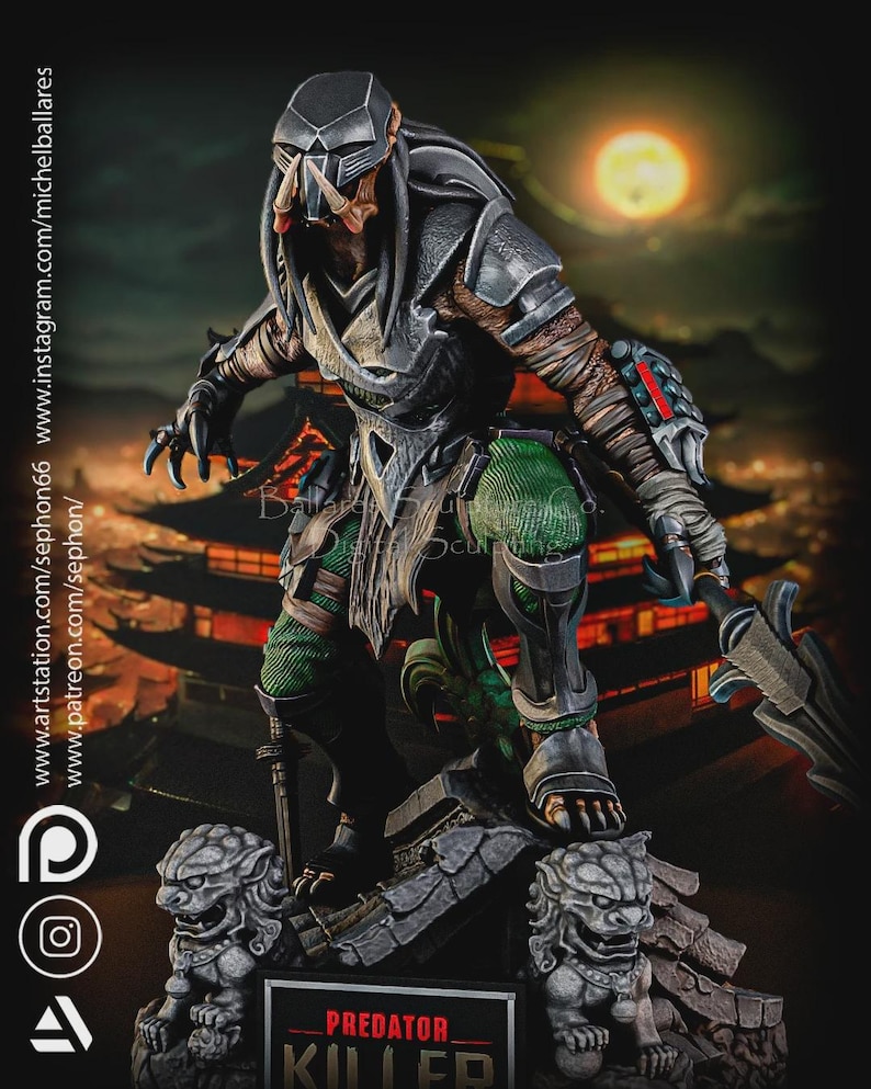 Ronin Predator 3D Printed Figure, Unpainted Yautja Alien Hunter Model ...