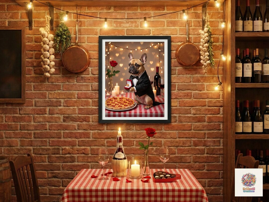 French Bulldog Proposal Print | Funny Valentine Pizza Ring Art ...