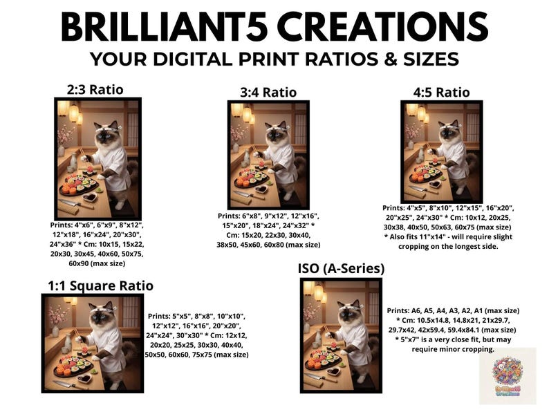 Ragdoll Cat Sushi Chef Print | Valentine Date Night Art | Japanese ...