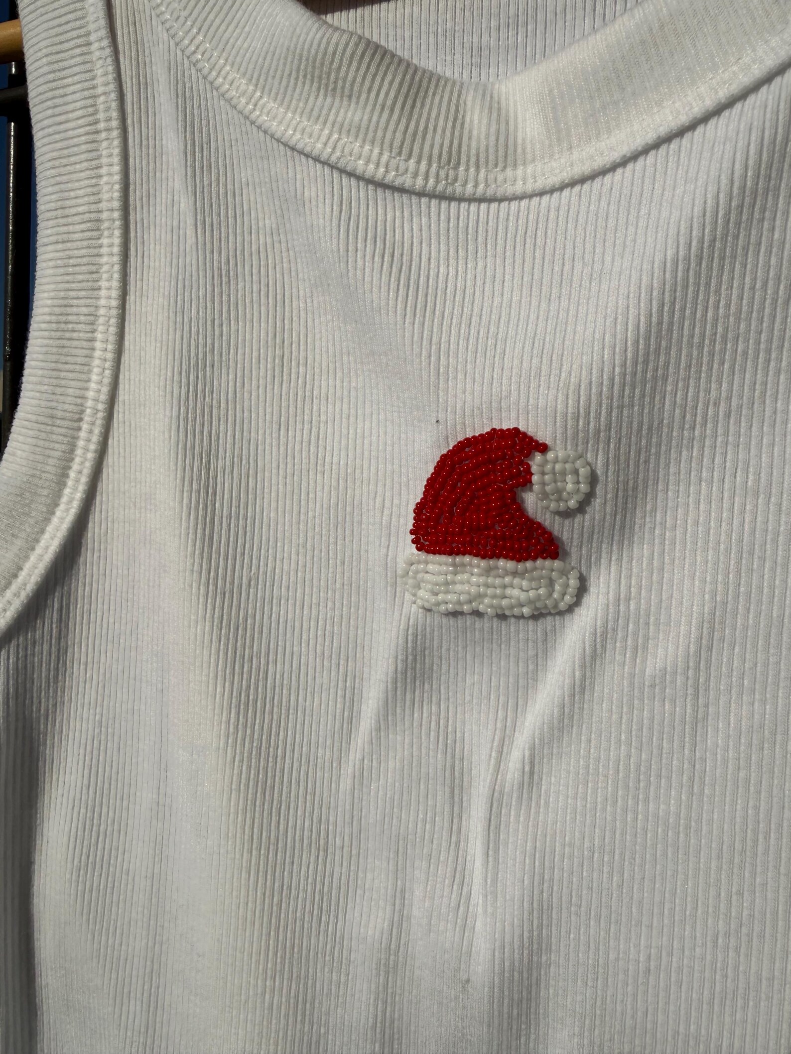 Bead Embroidered Santa Hat Tank Top | Hand-beaded Holiday Top - Etsy