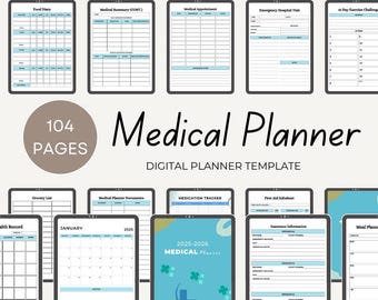 Digital Medical Planner Template | Healthcare Planner | Health Planner | Medication Tracker ...