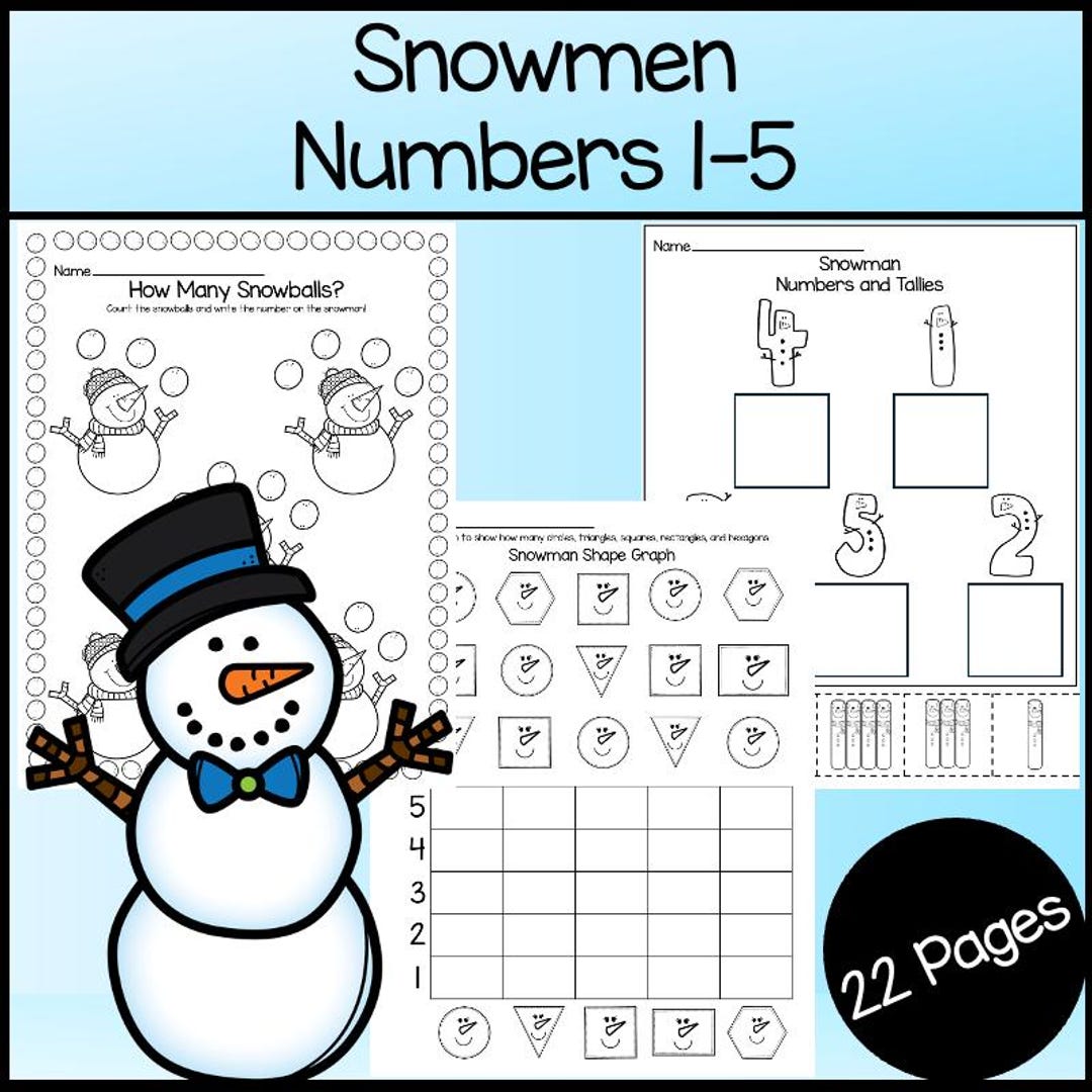 Winter Snowmen Counting Numbers to 5 | Homeschool | Pre-k ...