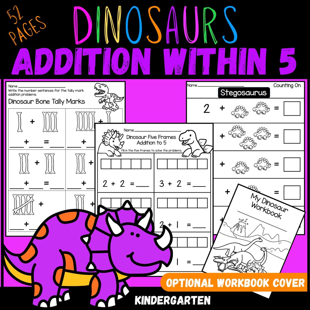DINOSAUR ADDITION Within 5 | Kindergarten | Homeschool | Number Lines ...