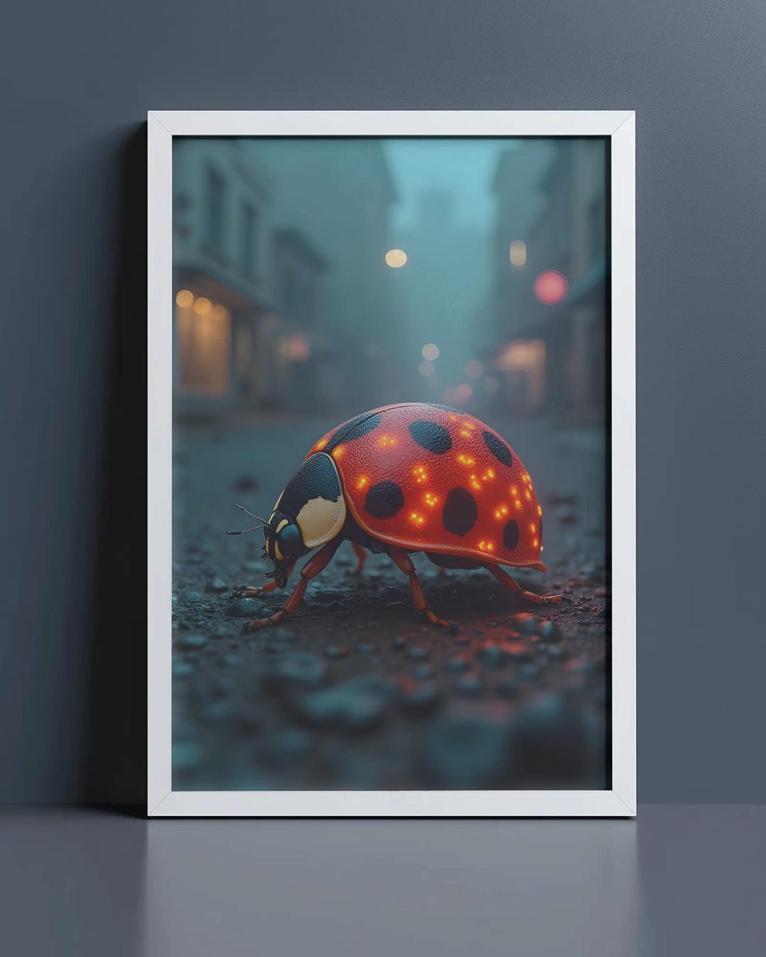 Neon Ladybug Art Print: Futuristic Cityscape Poster (digital Download ...