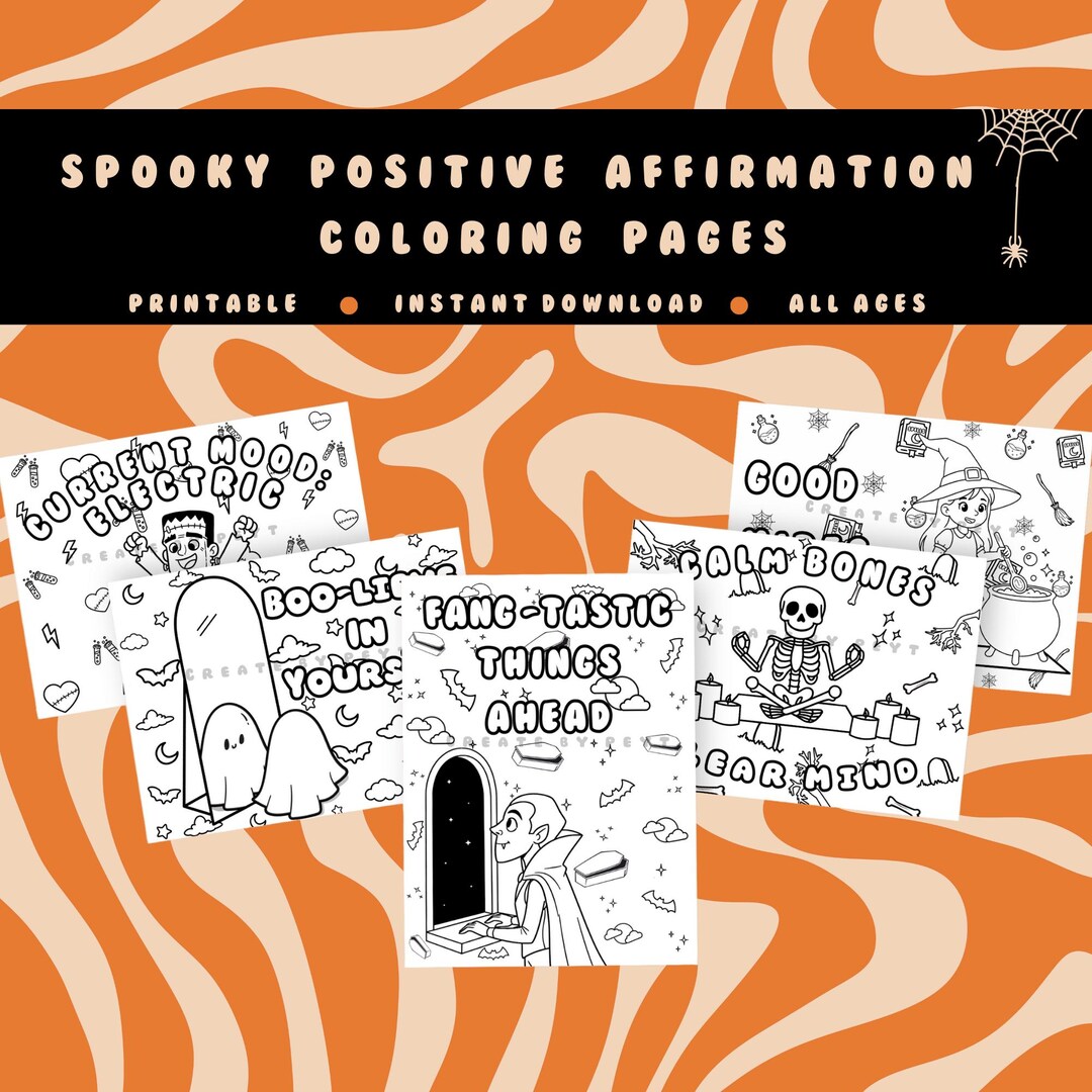 Halloween Coloring Pages - Spooky Positive Affirmations for Mental ...