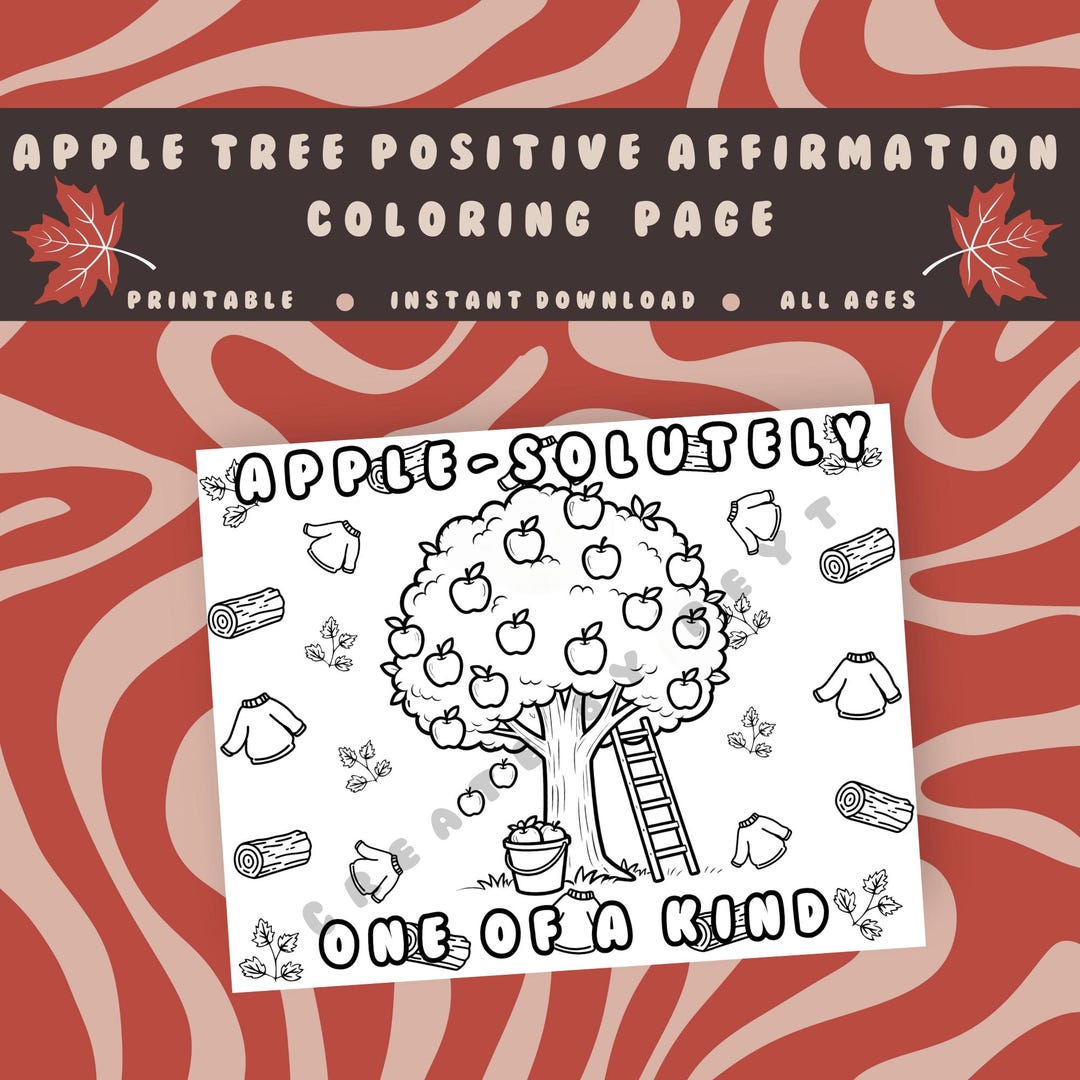 Apple Tree Affirmation Coloring Page | Fall Printable Coloring Sheet ...