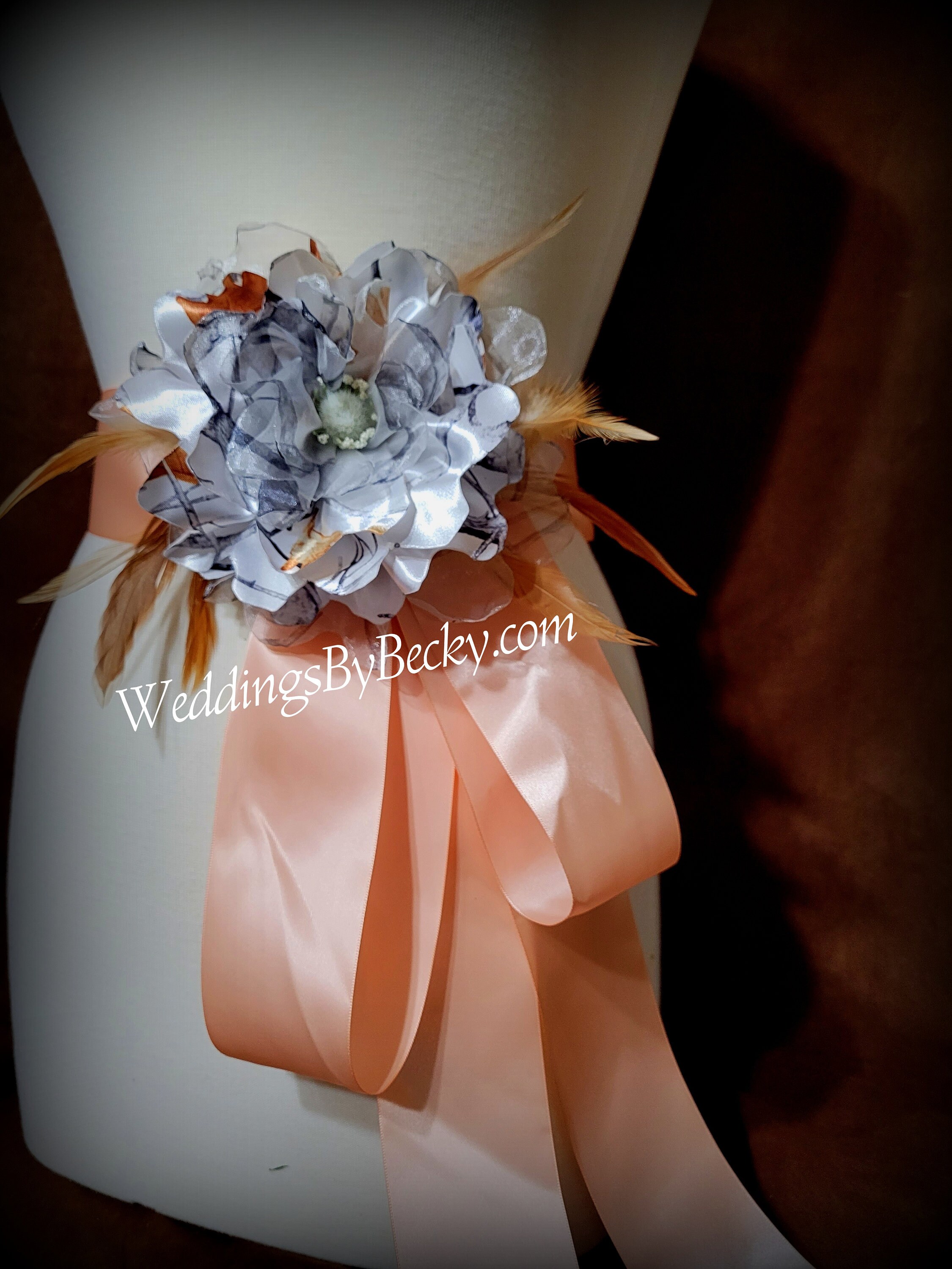 Camo Flower Wedding Sash, Unique Wedding Sash, Handmade Camo Flower ...