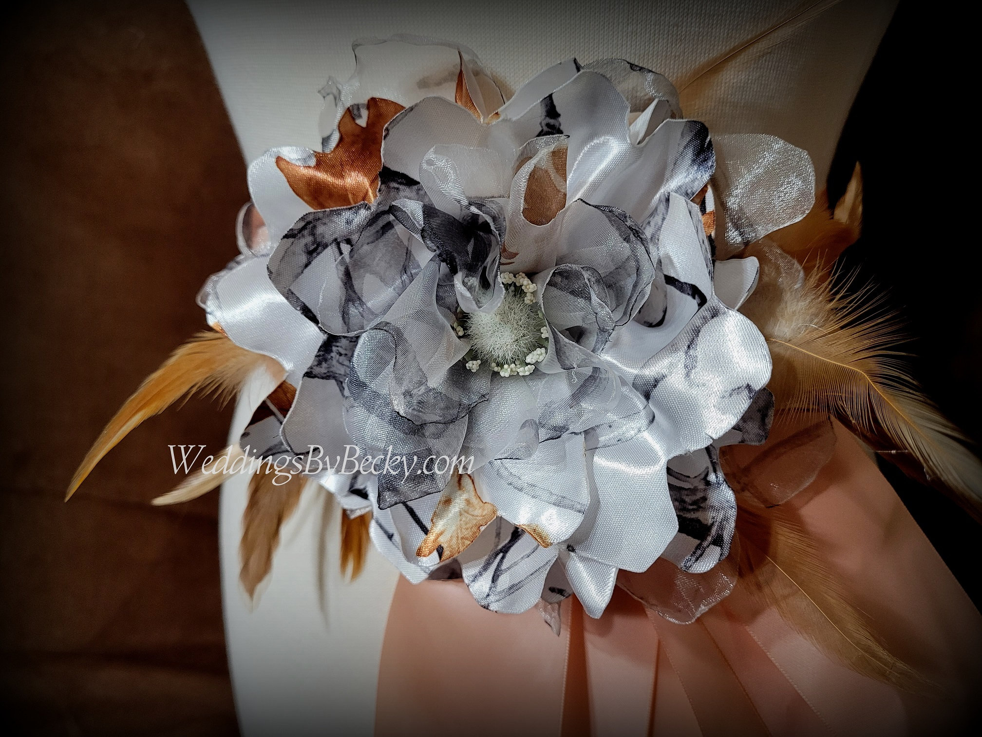 Camo Flower Wedding Sash, Unique Wedding Sash, Handmade Camo Flower ...