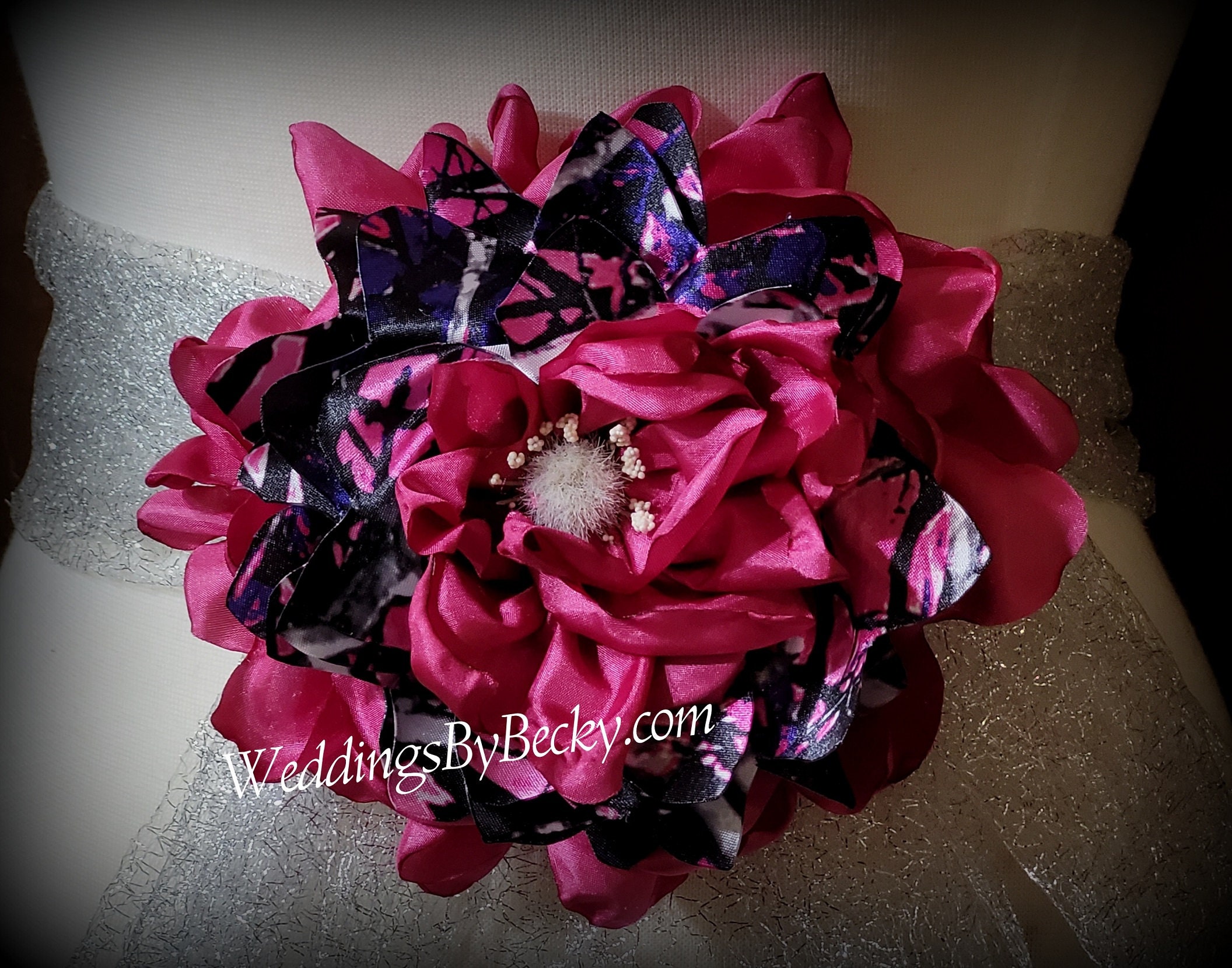 Camo Flower Wedding Sash, Unique Wedding Sash, Handmade Camo Flower ...