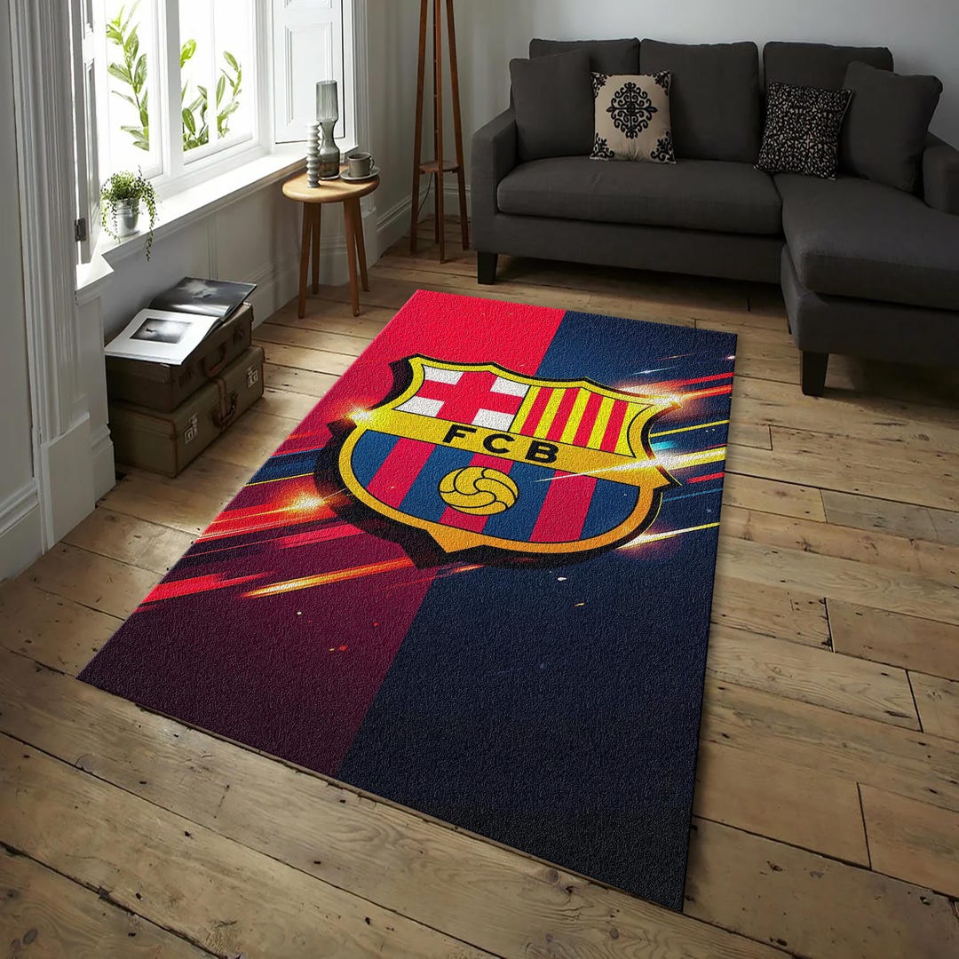 FC Barcelona Rug, Gaming Decor Rug, Area Rug, Boys Room Rug, Football ...