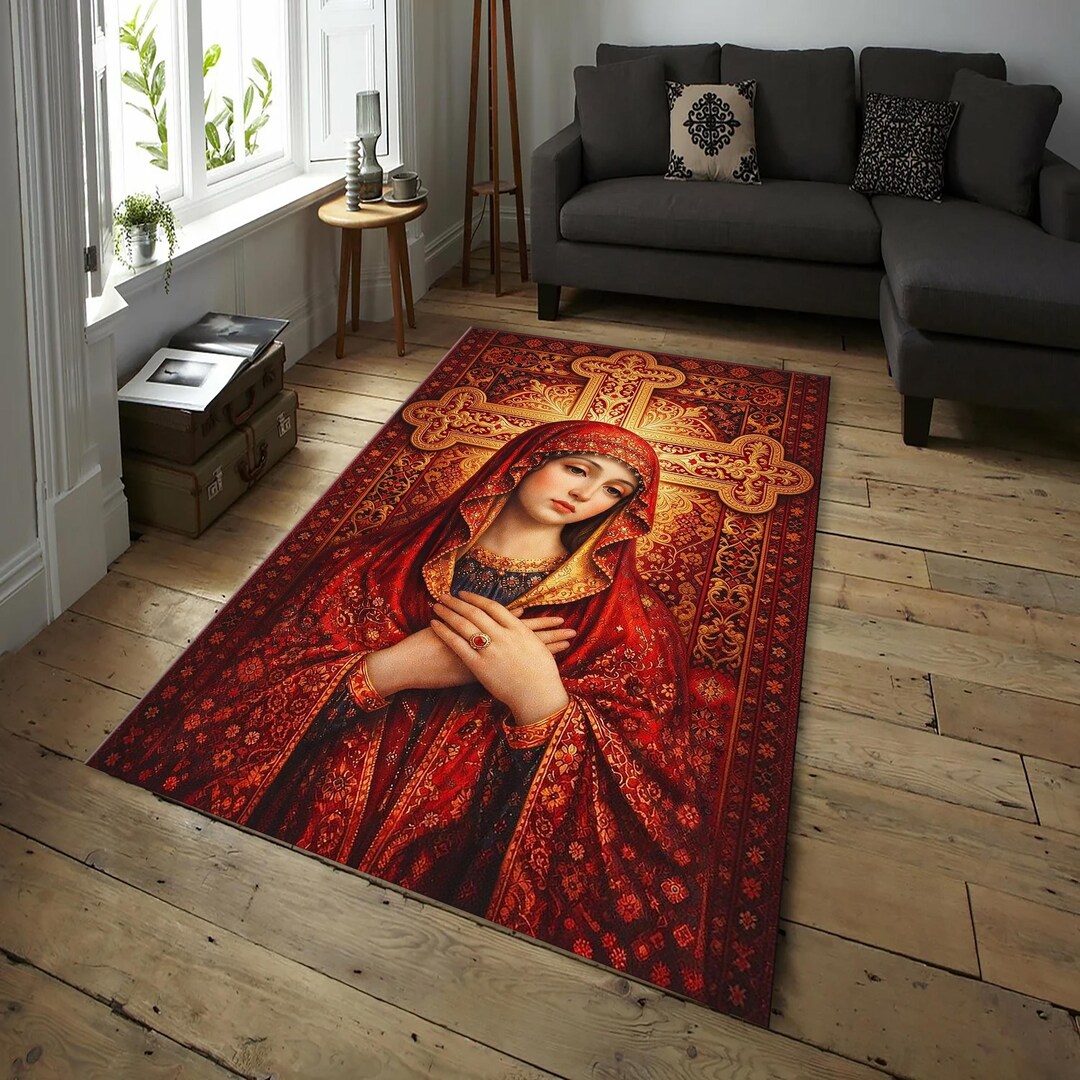 Sacred Heart of Mary Rug, Holy Mother Mary, Catholic Spiritual Rug ...