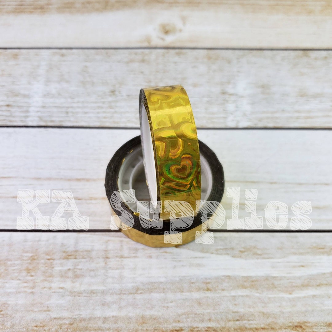 Yellow Holographic Heart Tape - Decorative Shimmer Tape - Etsy