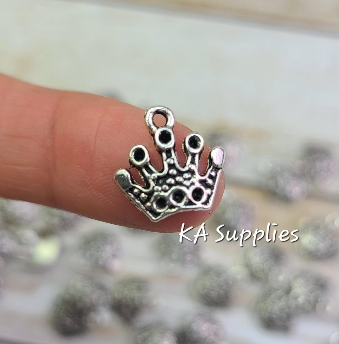 Silver Crown Charms: Small DIY Jewelry Supplies (10 Pc) - Etsy
